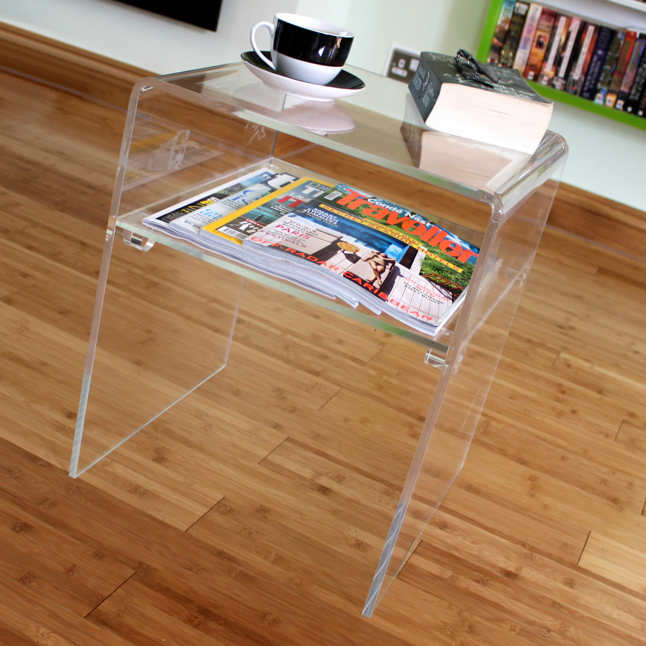 Clear Plastic Table with Shelf Living Room Bedside Minimalistic Easy ...