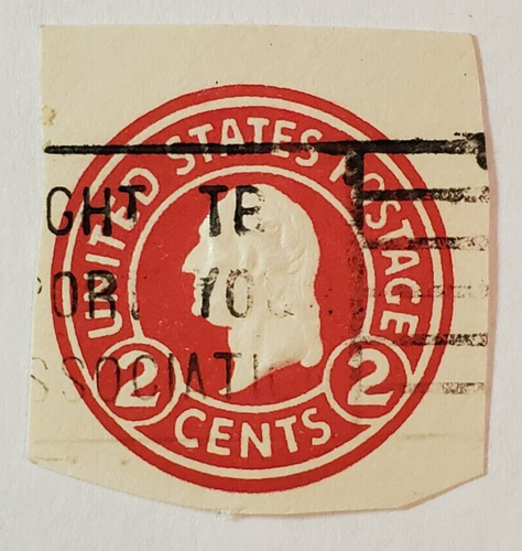 U.S. Postage ~ George Washington ~ Red 2¢ Round Embossed Stamp ~ c.1900 ...