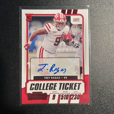Trey Ragas 2021 Contenders Draft Auto College Ticket Red Foil RC ...