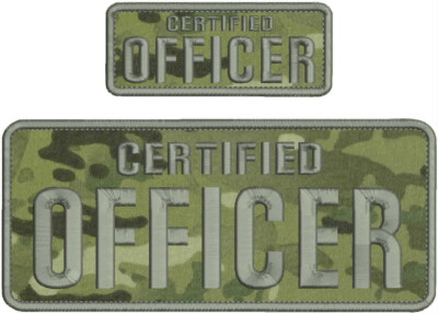 CERTIFIED/OFFICER Embroidery Patch 4x10 & 2x5 Hook On Back Gray on ...