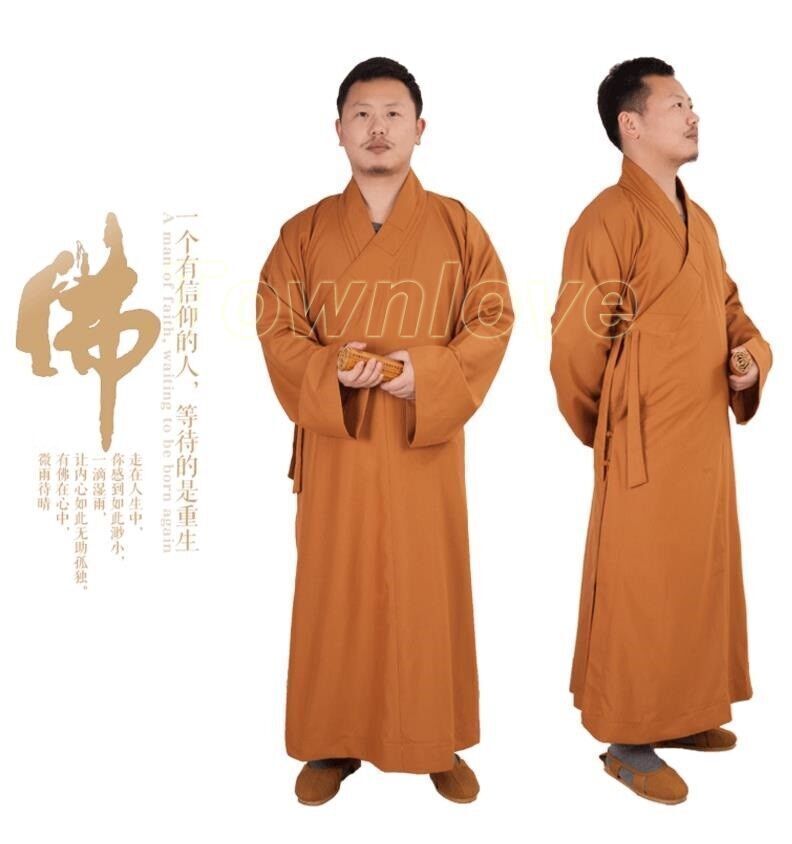 Men Women Cotton Buddhist Robe Frock Buddhism Long Meditation Clothing ...