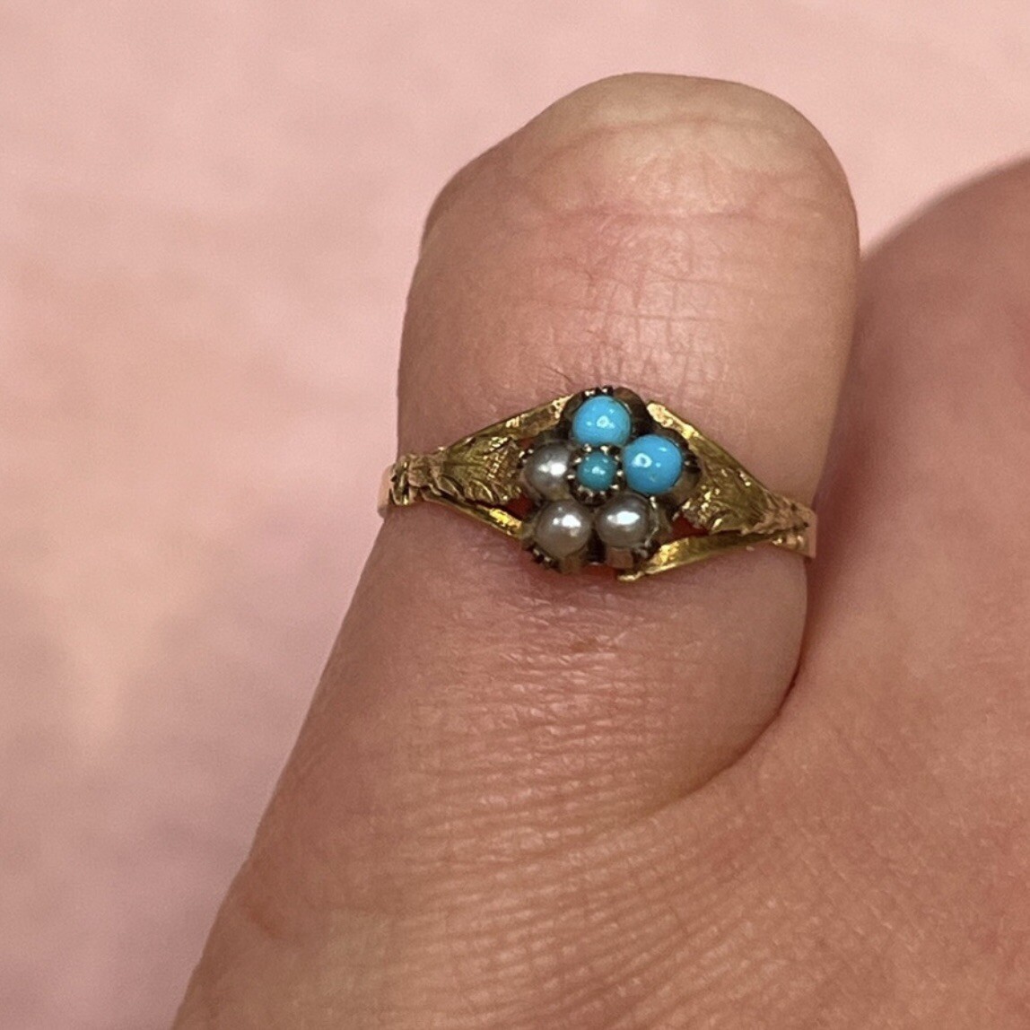 14K Gold Georgian/ Victorian Seed Pearl & Persian Tur… - Gem