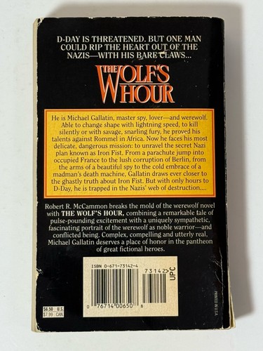 The Wolf's Hour by Robert McCammon - Nazi Werewolf Horror - Paperback ...