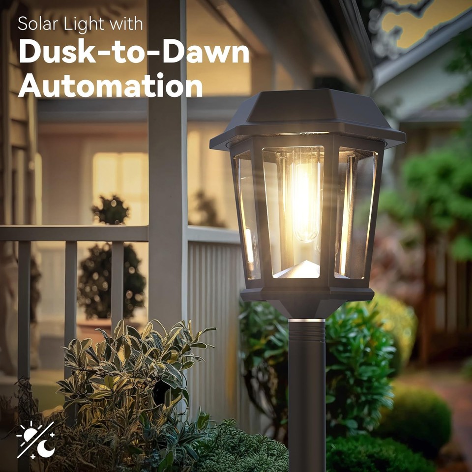 DOESLAG 2 Pack Solar Lamp Post Light, 61Inch Outdoor Pole Lights for ...