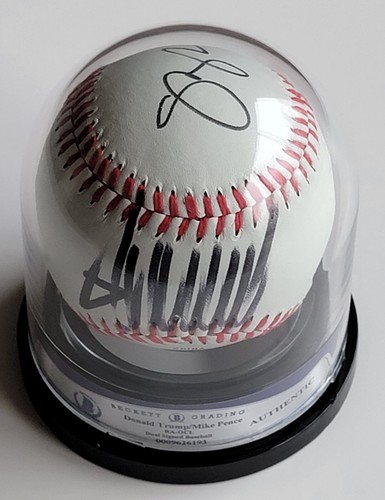 RARE! President DONALD TRUMP & MIKE PENCE Autographed BASEBALL BECKETT ...