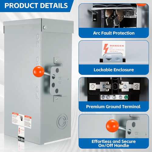 100A Manual Generator Transfer Switch, 24000W Heavy-Duty Double-Throw ...