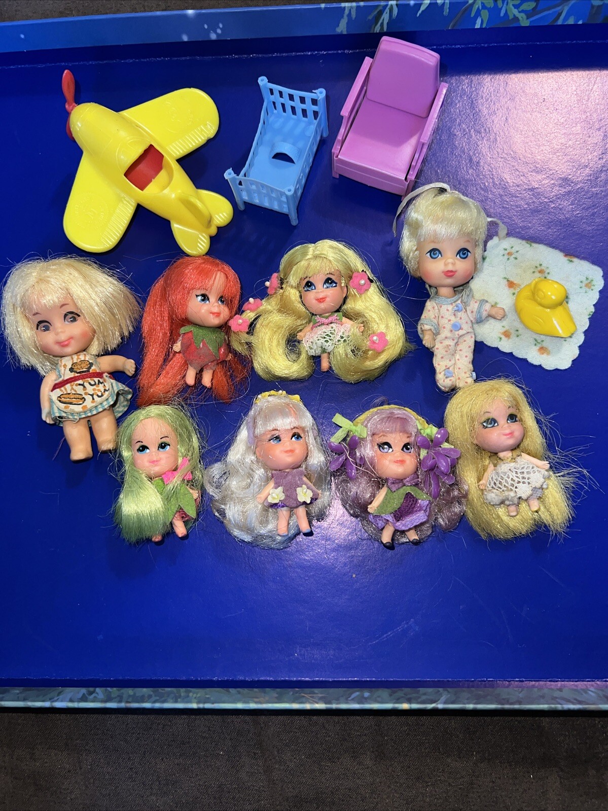 Lot of 8 Vintage 1960s Mattel Little Kiddles Dolls and Some Accessories ...