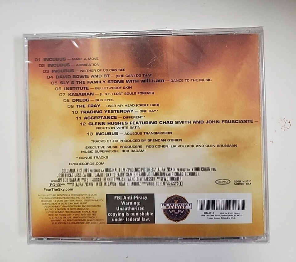 Stealth - Soundtrack CD - Incubus, David Bowie & BT, Kasabian, The Fray ...