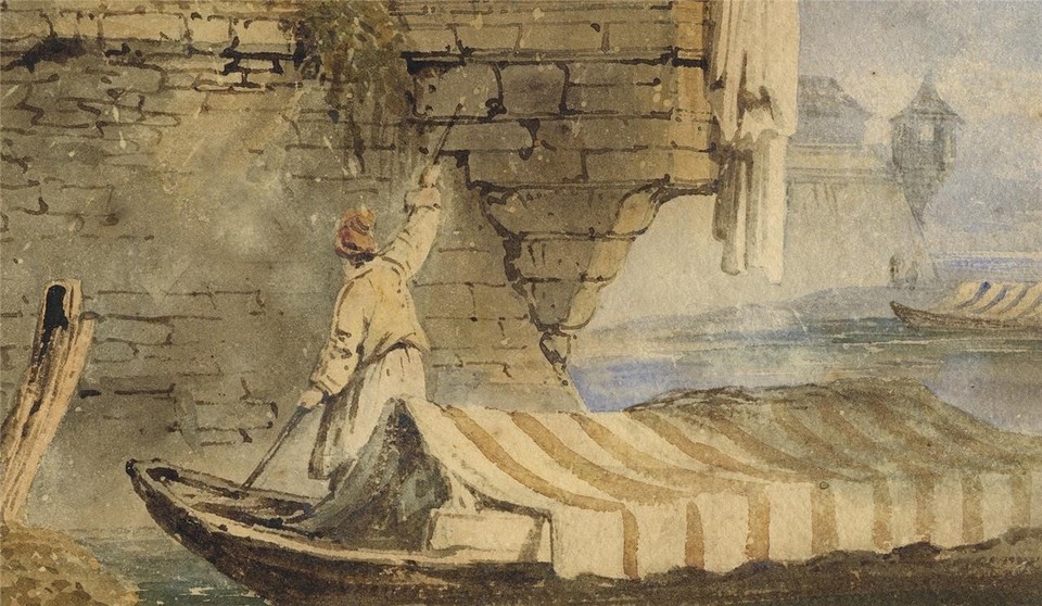 In The Style Of Samuel Prout - At Wurzburg - Watercolour Painting ...