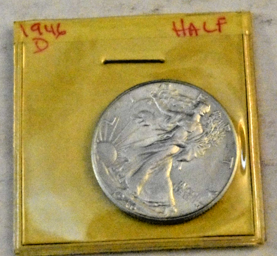 ONE (1) US WALKING LIBERTY CHOICE BRILLIANT UNC 1946-D HALF DOLLAR, 90% ...