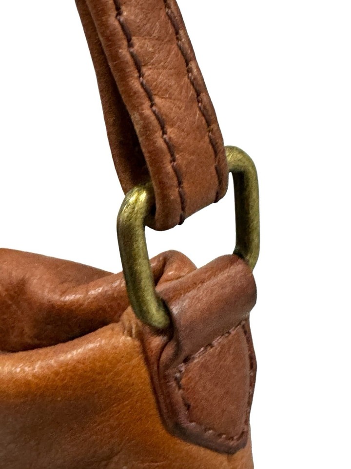 ga14 Margot New York Clara Turnlock Rust Brown Leather OTS Crossbody ...