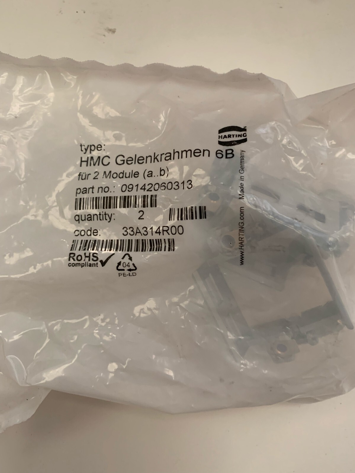 Harting 6B size Han-Modular hinged frame HMC for 2 modules 09142060313 ...