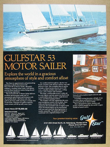 1975 Gulfstar 53 Motor Sailer Sailboat Yacht vintage print Ad | eBay