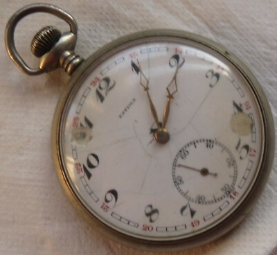 Estima Pocket Watch Open Face nickel chromiun case 49,5 mm. in diameter ...