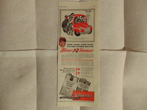 1947 WARNER AUTO COOLING SYSTEM CLEANER vintage print ad | eBay