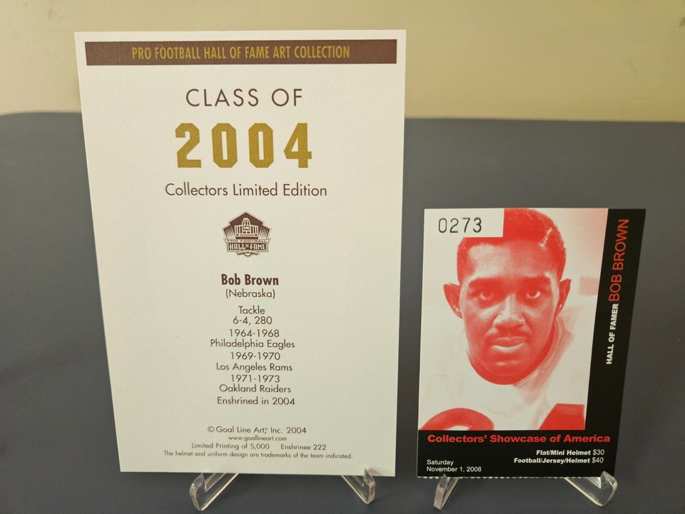 Bob Brown Signed 2004 HOF Goal Line Art Card GLAC - #/5,000 - w/ CSA ...