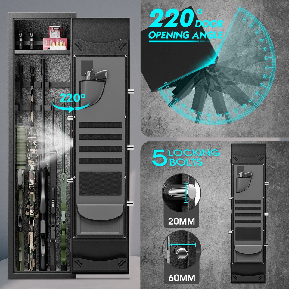5-6 Rifle Gun Safe, Biometric Gun Safe, 57" Heavy Duty Long Gun Safe ...