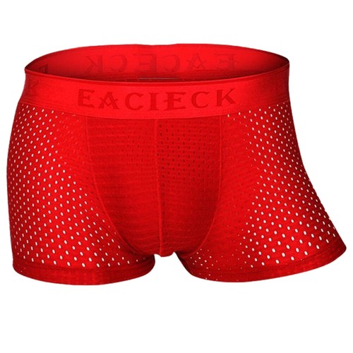 Ultra Thin Solid Color Breathable Mesh U Convex Boxers Briefs Men ...