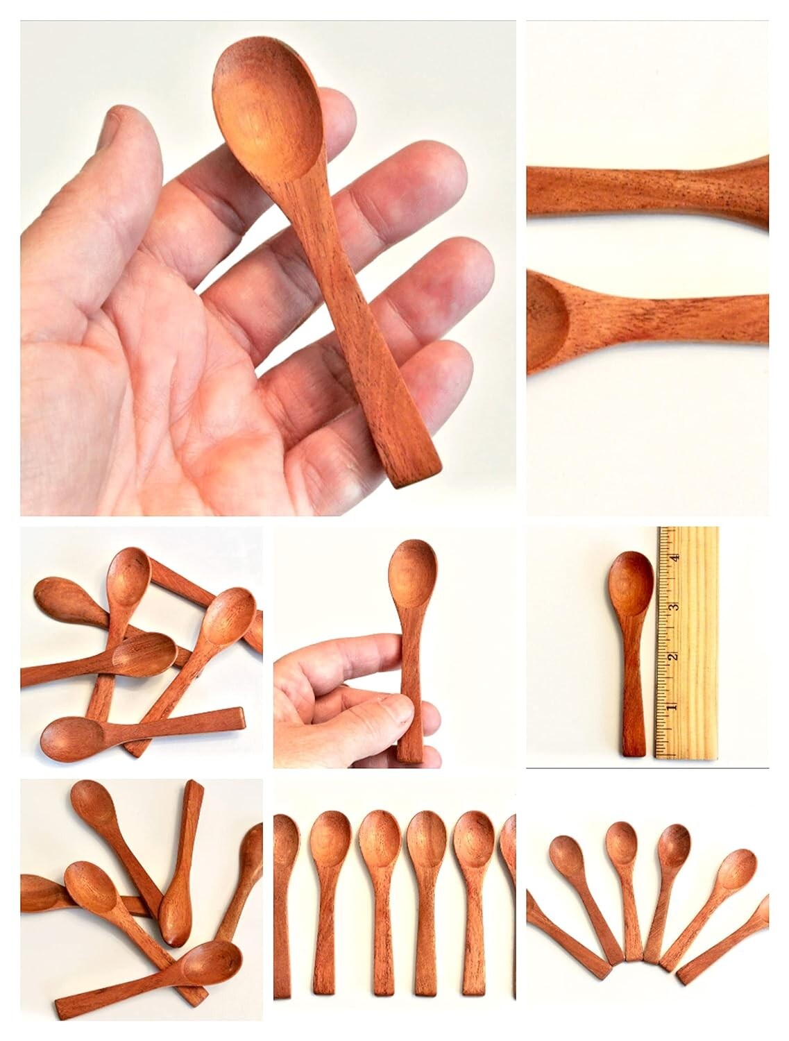 6 Small neem Wooden Spoons,4 inch Wooden Demitasse, Honey,Salt, Jelly ...