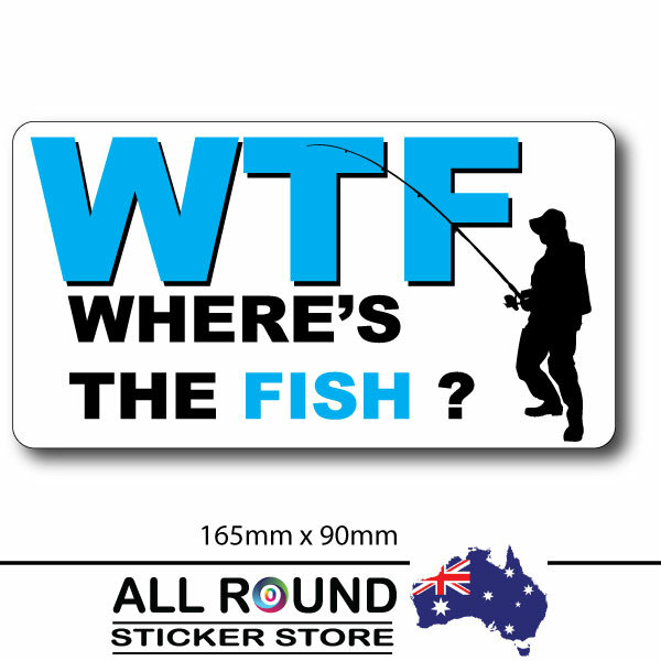 WTF Funny Fishing Sticker Decal - Perfect for Cars, Boats, 4x4s, RVs ...