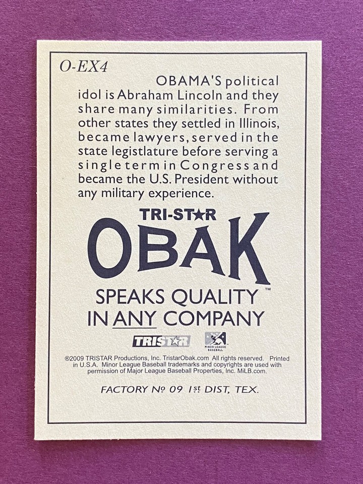 2009 Tristar Obak #O-EX4 BARACK OBAMA near mint plus NM+ | eBay