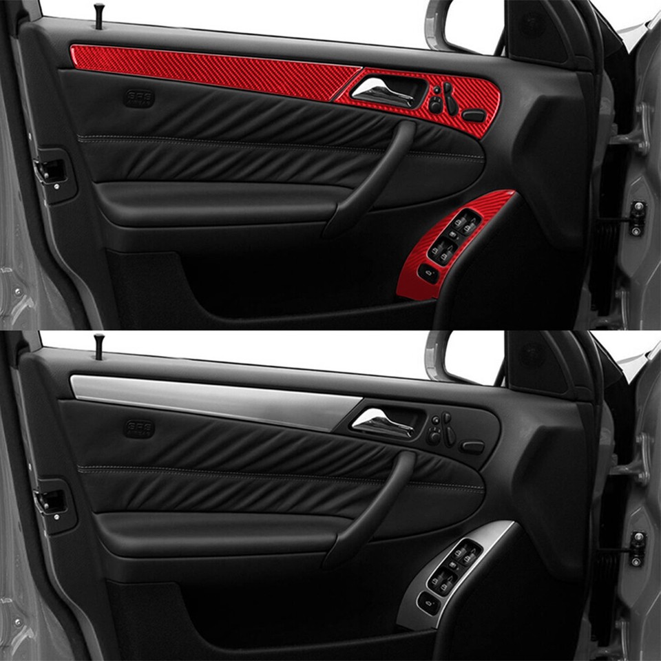 12Pcs For Mercedes-Benz W203 Red Carbon Fiber Interior Door Control ...
