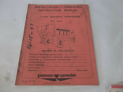 Swenson Spreader V Box Material Spreader EV Series Installation ...