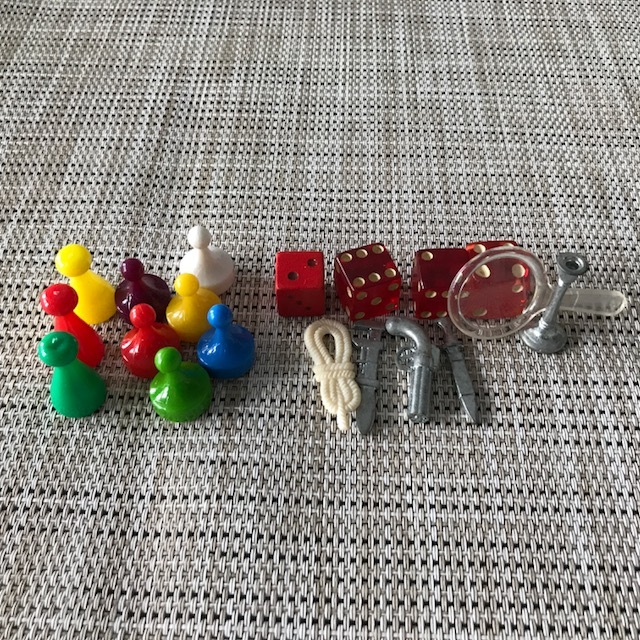 Clue Board Game Pieces Replacement Parts Tokens Weapons Dice Magnifying ...