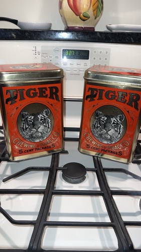 (2) Vintage Bright Tiger Chewing Tobacco Tin Can Packages VA Collection ...