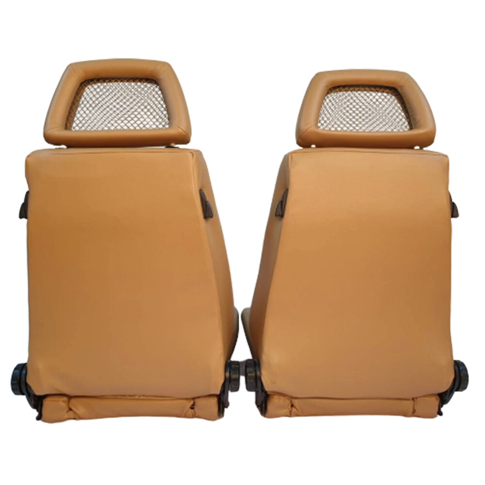 Authentic Recaro LX Tan Leather Net Headrest Front Seats PAIR OF RACING ...