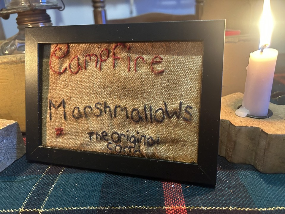 Primitive Handmade Early Colonial Campfire Marshmallow Tin Sampler ...