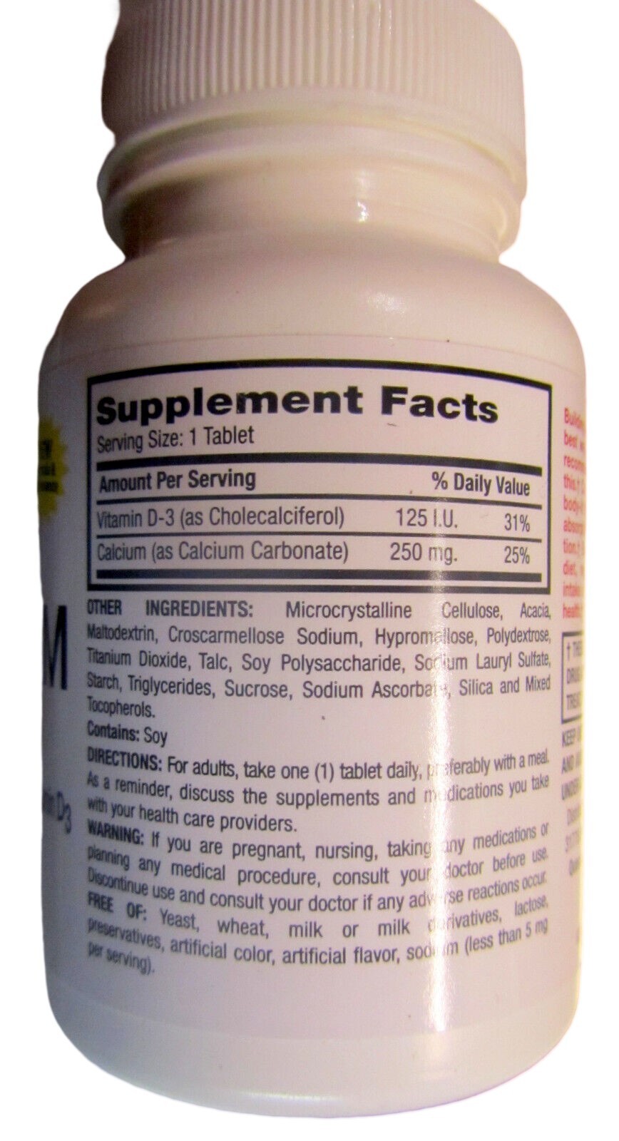 Major Calcium 250mg w/ D3 125IU OYSTER SHELL 100 Tablets ( 2 pack ...