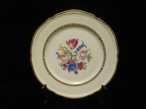 CASTLETON CHINA~BELLWOOD IVORY DINNER PLATE~GOLD PEARL EDGE~LAUREL ...