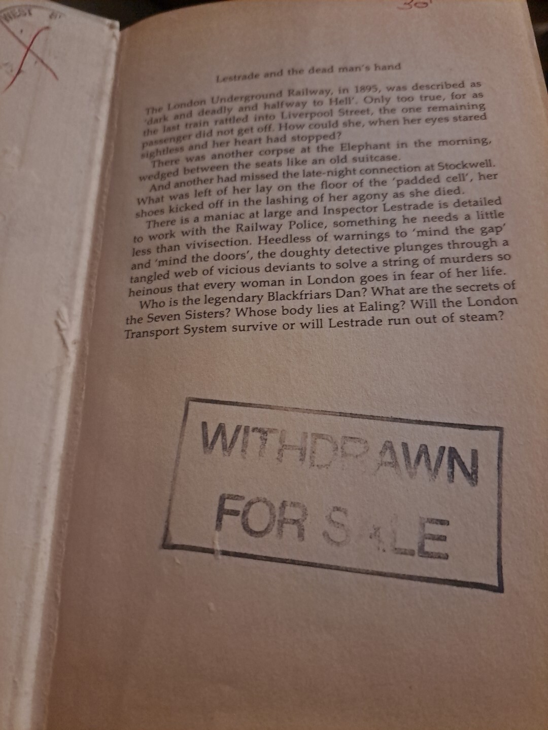 Lestrade and the Dead Man's Hand by M. J. Trow (Hardcover, 1992) for ...