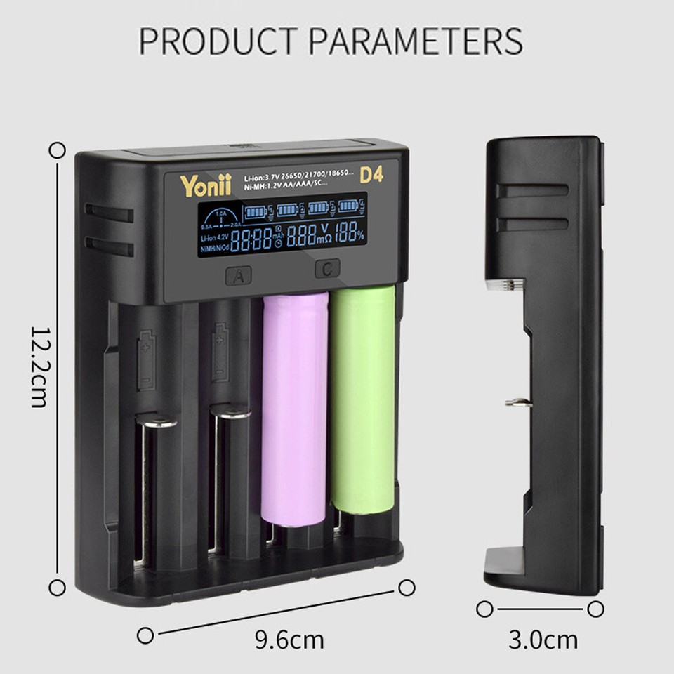 2/4 slots USB charger 3.7V for 26650 Li-ion batteries battery charger ...