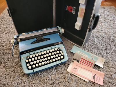 Smith-Corona Blue Galaxie Twelve 12 Vintage Typewriter w/ Case Needs 🎀 ...