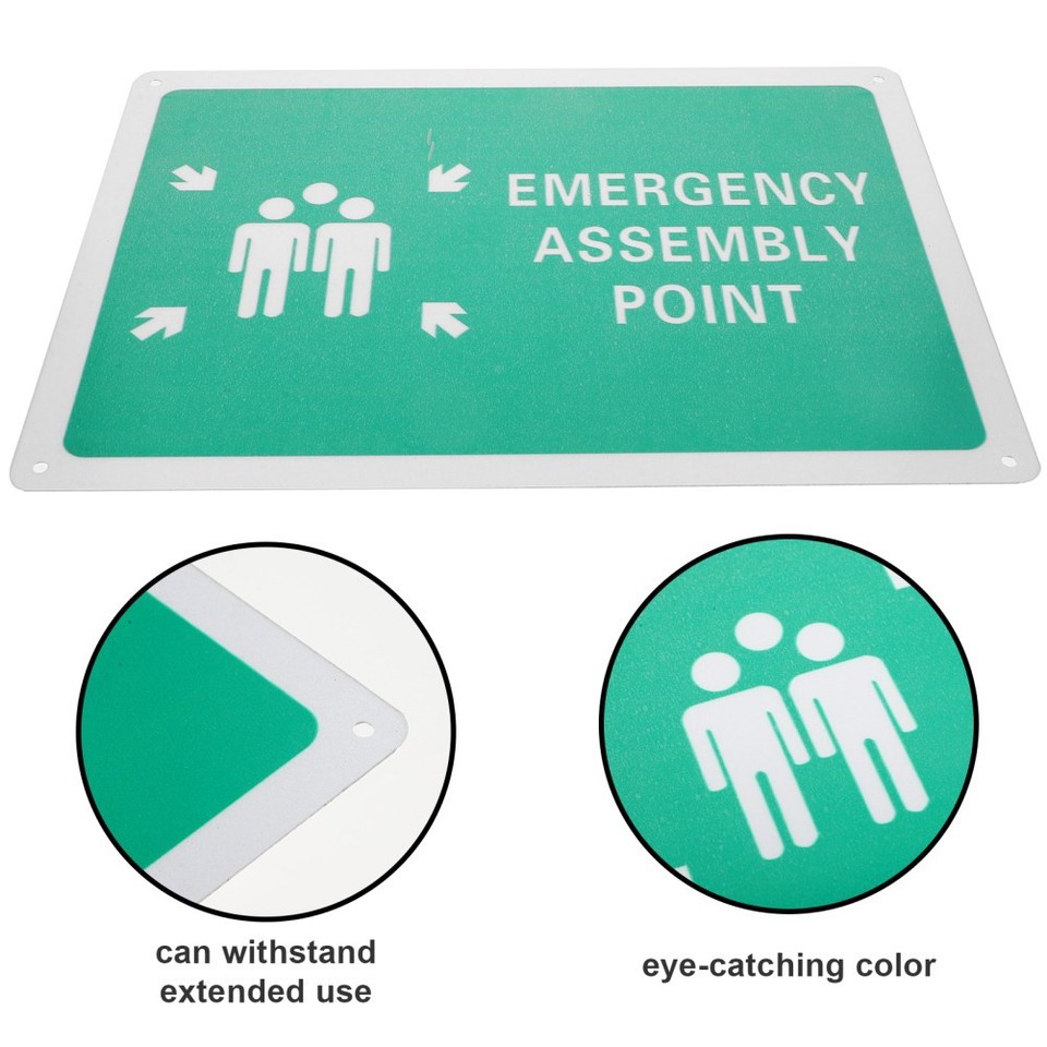 Emergency Assembly Area Sign Point Aluminum Electrical Safety Warning ...
