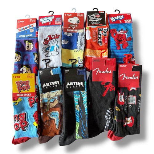 10 Cartoon Characters Lot Food Novelty Fender Art Socks Unisex Adult ...