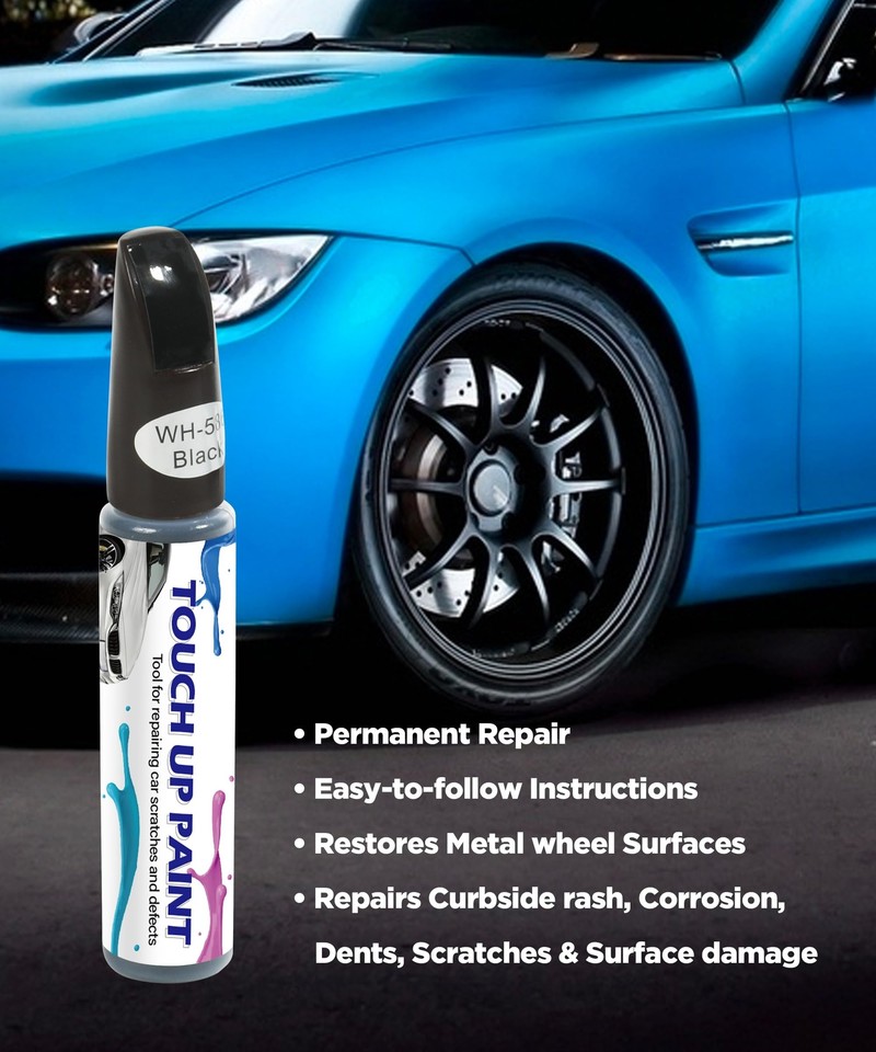 Gloss Black Wheel Rim Touch Up Paint Repair Kit Universal for Car Chips ...