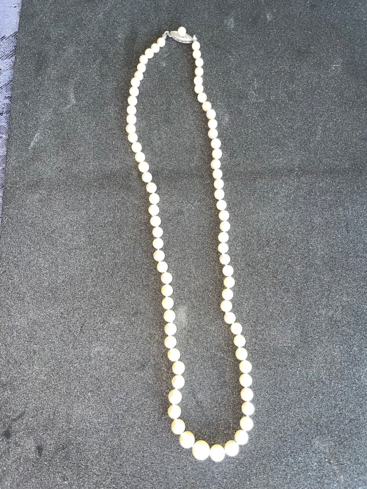 Vintage Authentic Pearl Necklace w 14k White Gold Clasp Graduated 18 ...