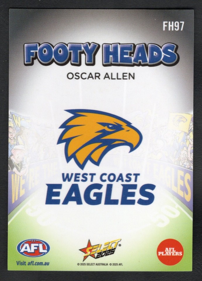 2025 AFL SELECT FOOTY STARS [FOOTY HEADS CARD] - FH97 Oscar ALLEN (WEST ...