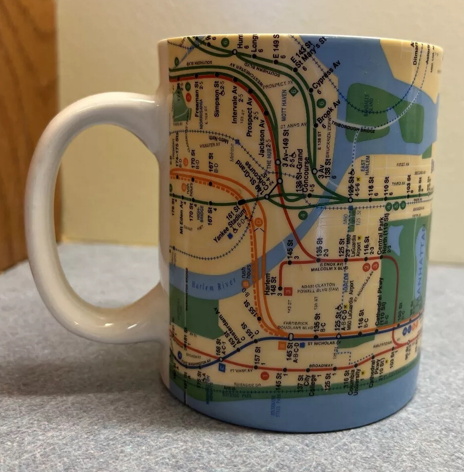 Vintage New York City Transit Mug NYC MTA Subway Map Cup City ...