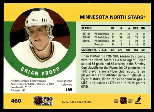 1990-91 Pro Set Hockey Card Brian Propp Minnesota North Stars #460 | eBay