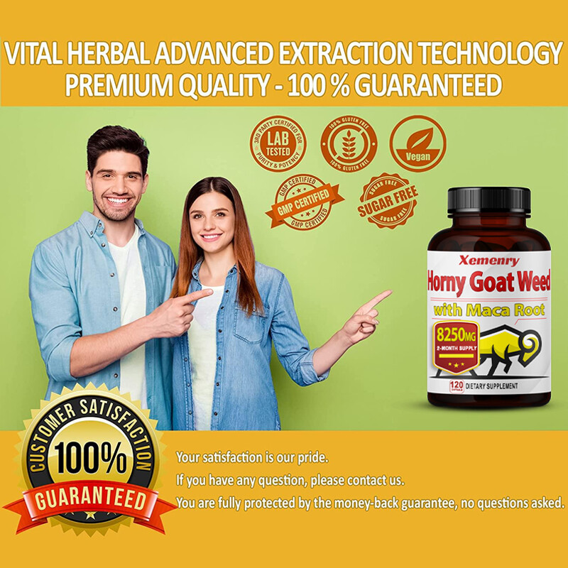 Horny Goat Weed 8250mg - Men's Testosterone Booster - Tribulus, Maca ...