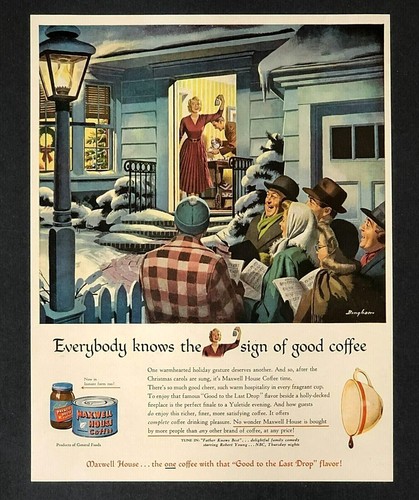 1949 Maxwell House Coffee Advertisement Christmas Carolers Vintage Art ...