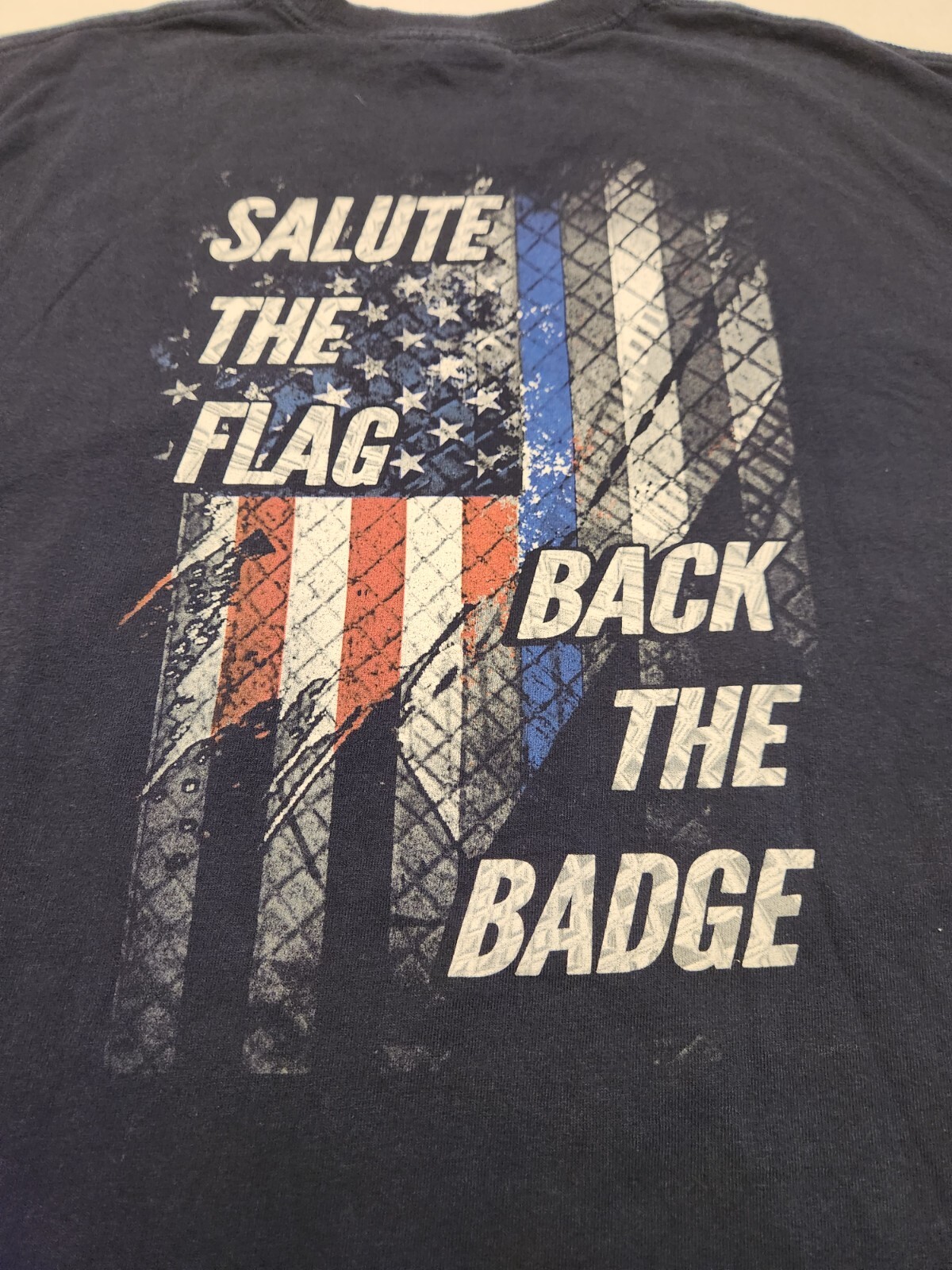 Salute The Flag Back The Blue American Flag Long Slee… - Gem