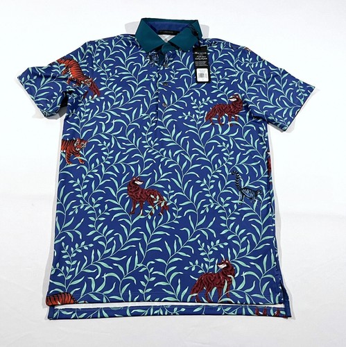 Greyson Men’s Jungle Wolf Polo In Mongoose Blue Green Golf Top Shirt Sz ...