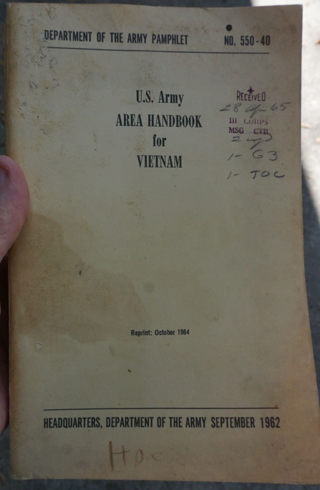 Dept of Army Pamphlet No 550-40 US ARMY HANDBOOK FOR VIETNAM 1964 (H4 ...