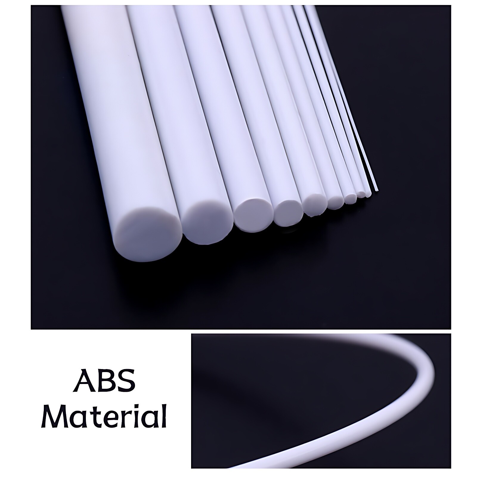 ABS Styrene Plastic Round Bar Rods Diameter 1mm-15mm Length 250mm White ...