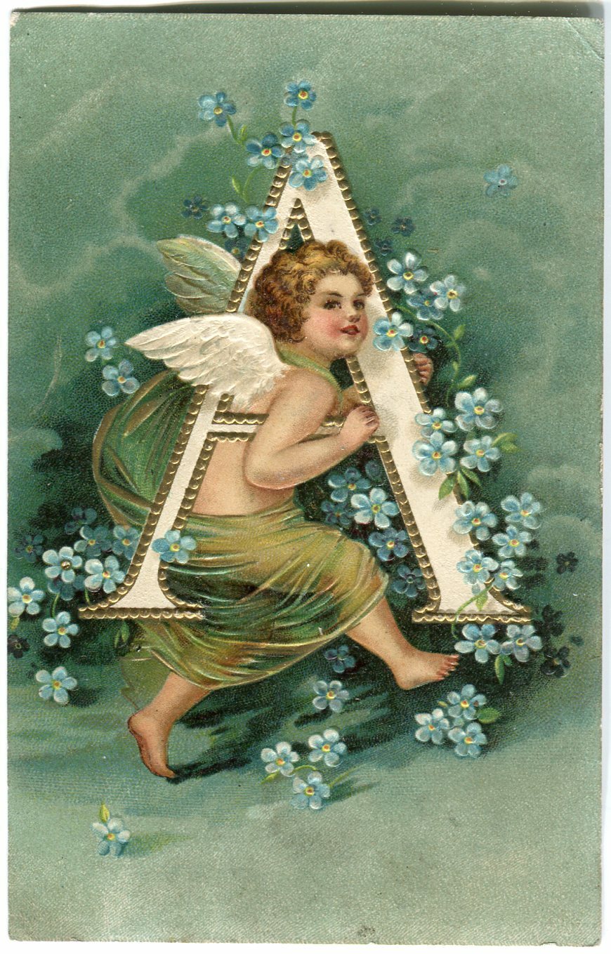 Postkarte von Illustrator Ellen Clapsaddle Alphabet Engel ABC - A 1900 ...